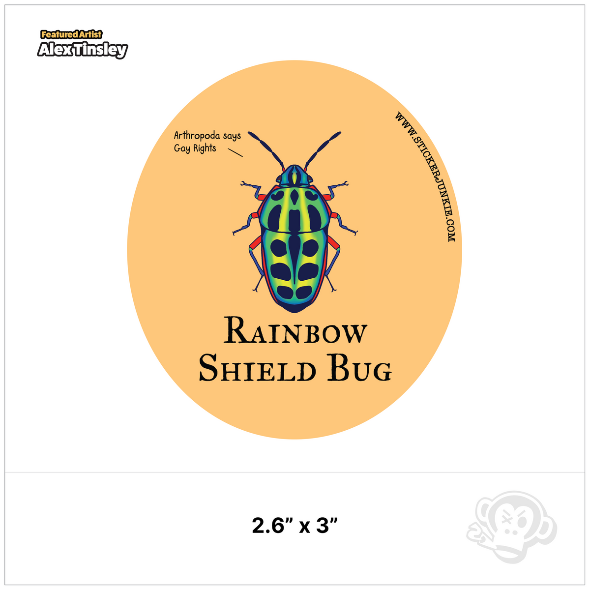Rainbow Shield Bug - Alexandra Tinsley 2.6x3" – StickerJunkie.com
