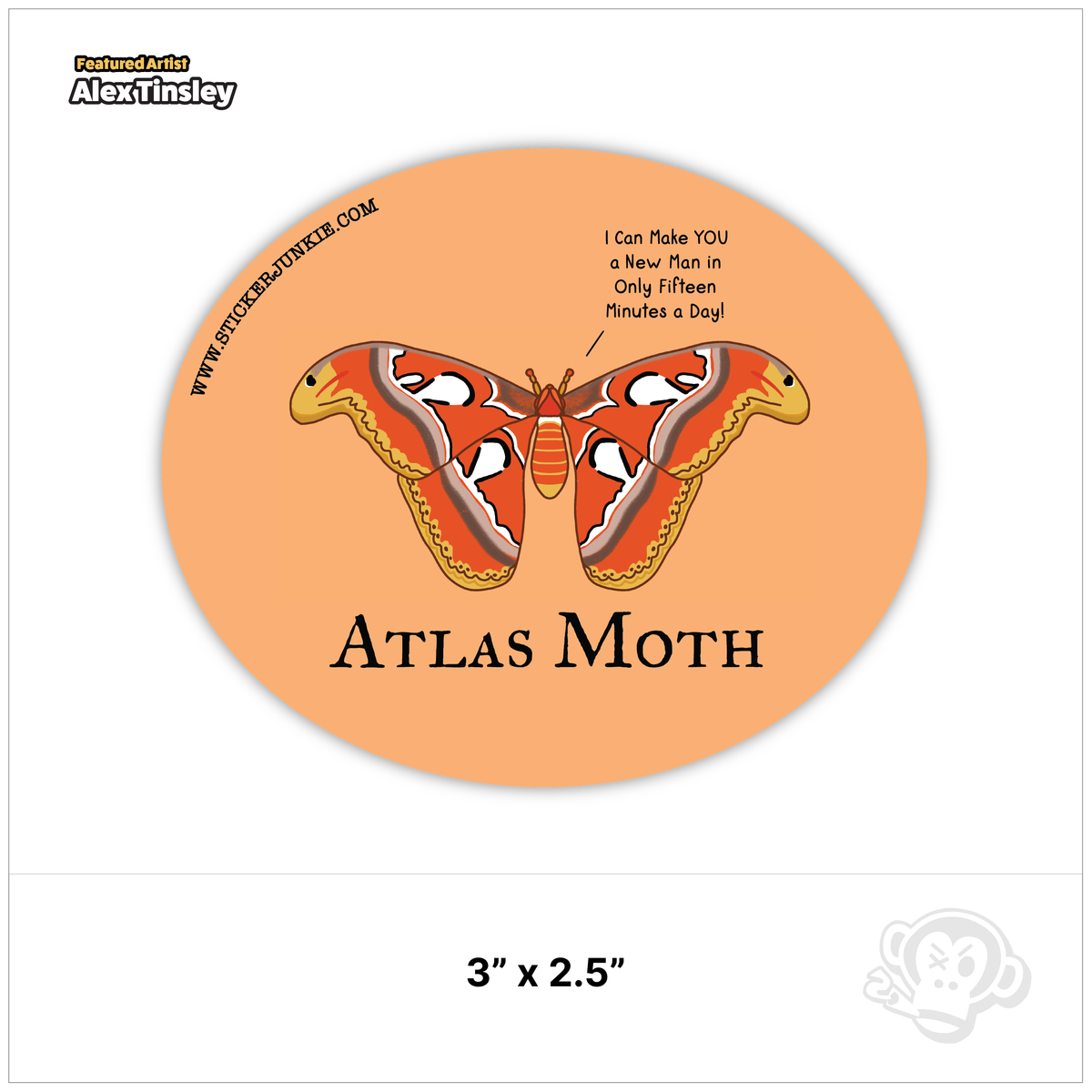 Atlas Moth - Alexandra Tinsley 3x2.5" – StickerJunkie.com