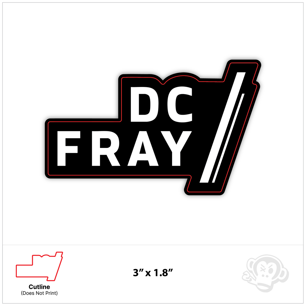 DC Fray Black Die Cut - Fray 3x1.8" – StickerJunkie.com